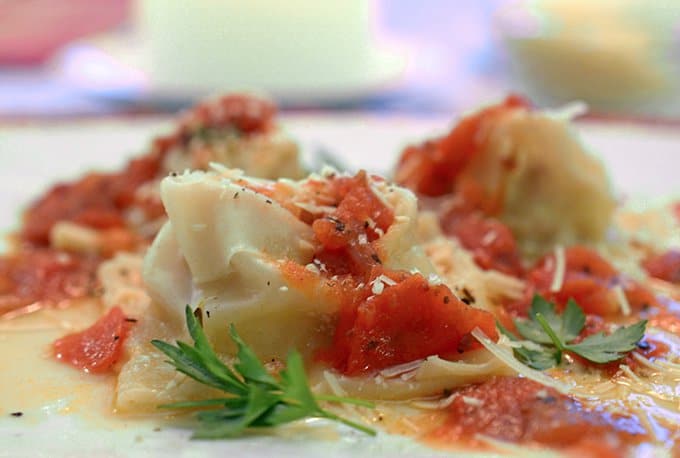 Wonton Ravioli with Sausage and Ricotta Cheese - Dinner in 15 Minutes