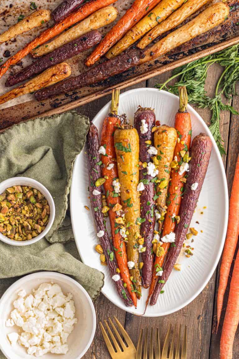 Roasted Rainbow Carrots with Maple Balsamic Glaze - Platter Talk